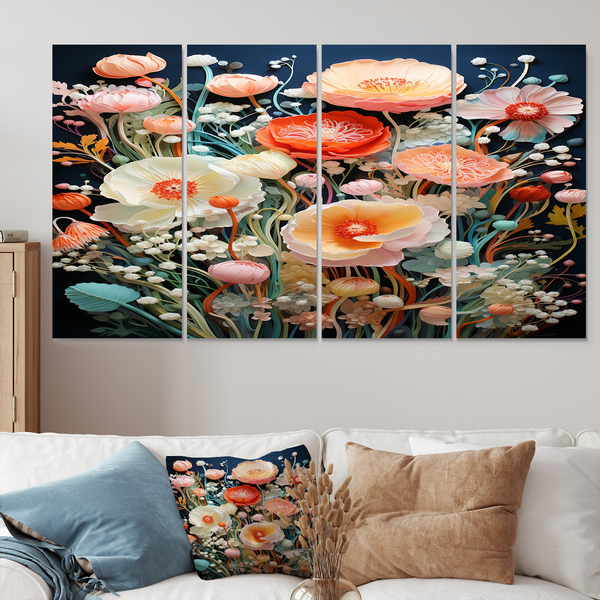 Winston Porter Blossoming White Spring Flowers - Wildflowers Wall Art ...