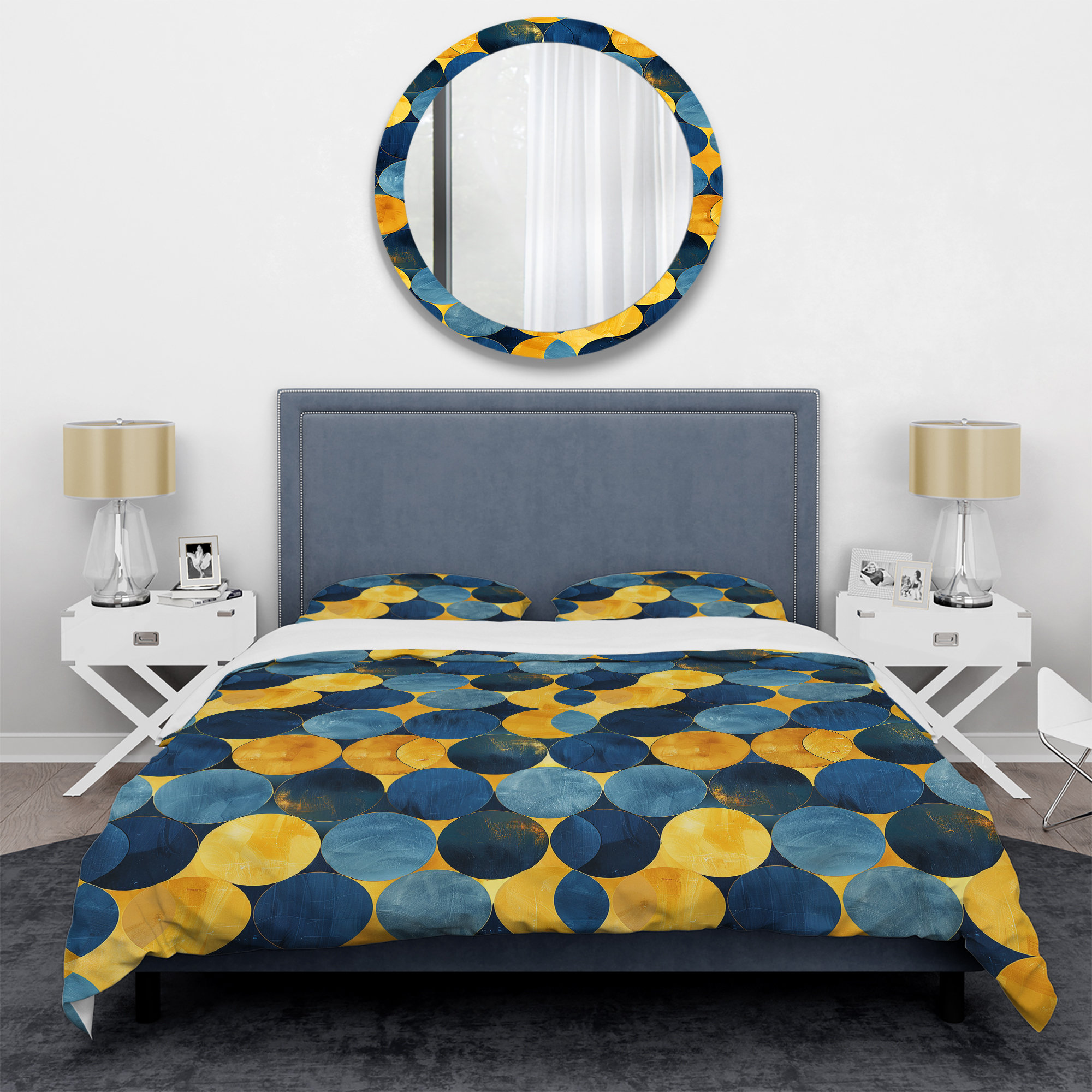 Design Art Blue Yellow Modern Circles I - Modern Duvet Cover Set | Wayfair