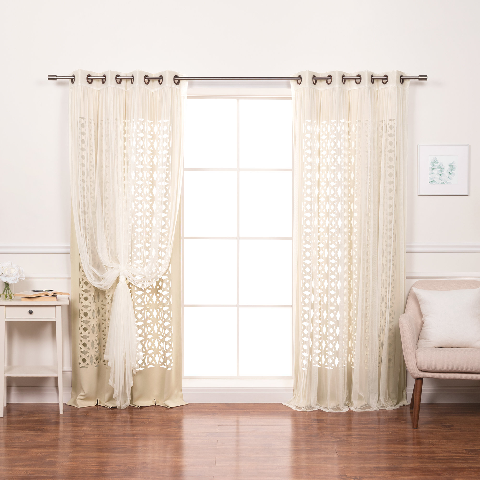 Everly Quinn Polyester Trellis Laser Cut Out Curtains & Reviews | Wayfair
