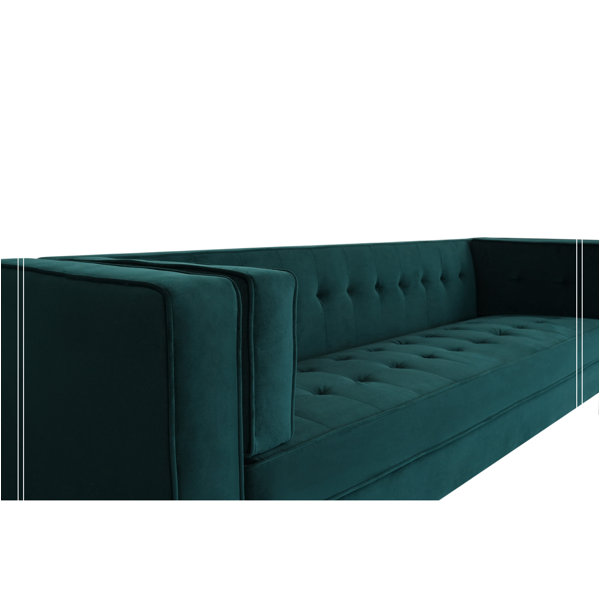 Mercer41 3-Seater Sofa, Upholstered Tufted Coach, Velvet Sofa | Wayfair