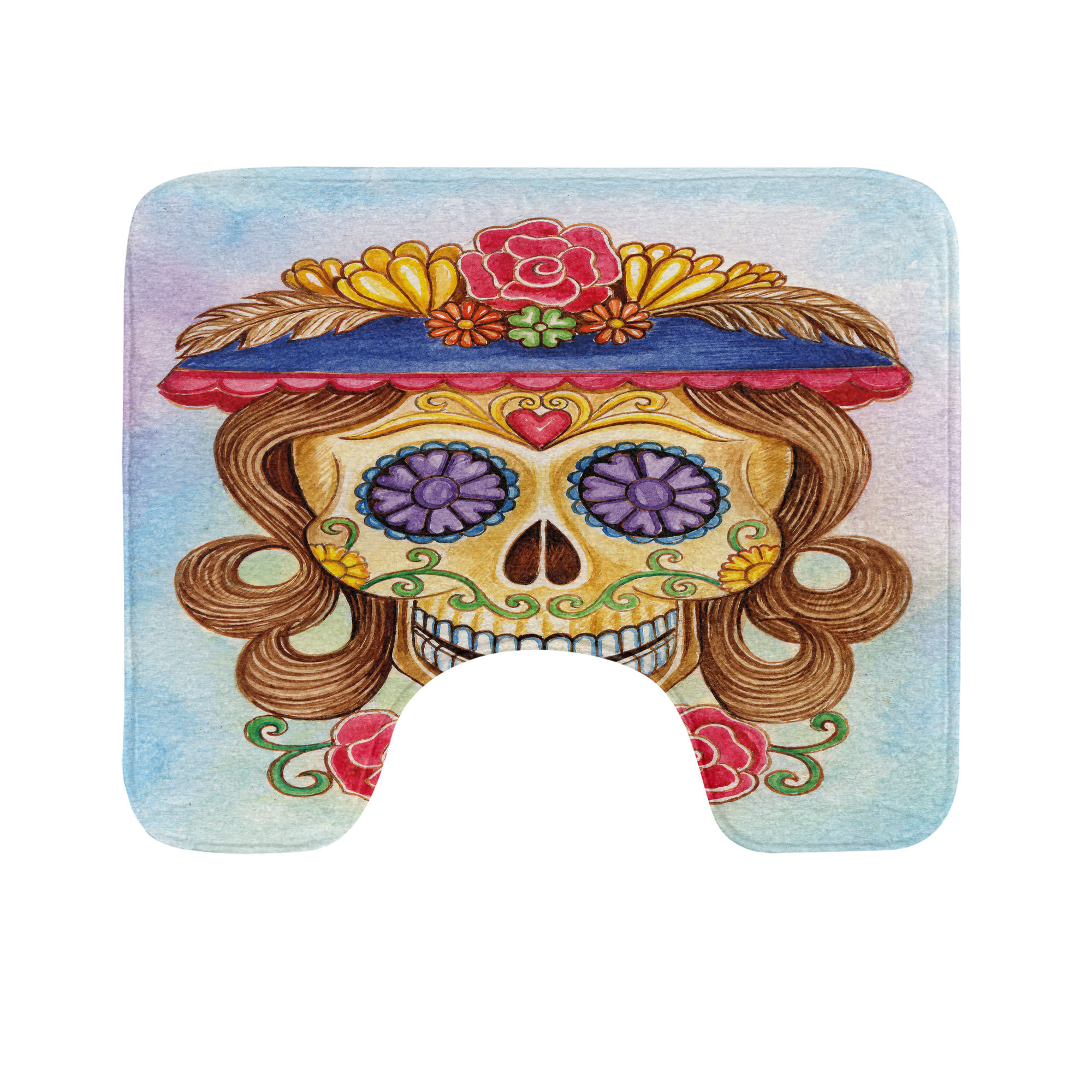 Dakota Fields Skull Toilet Mat U-Shape Bathroom Rug 20" Multicolor ...