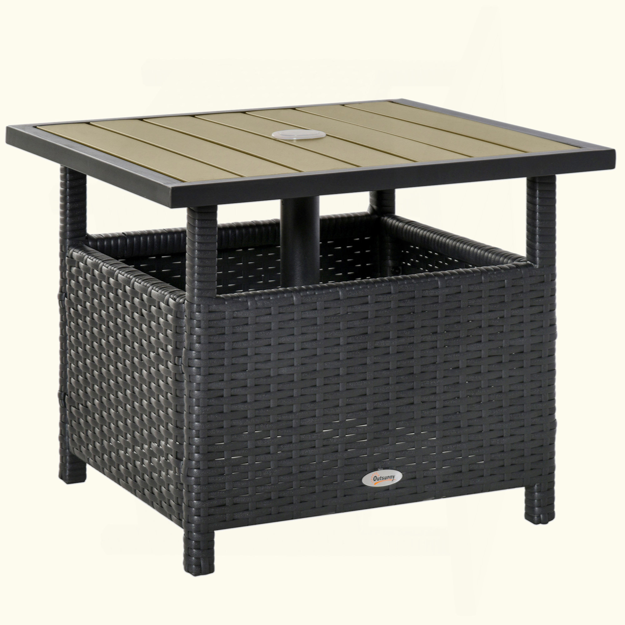 Dakota Fields 22'' Rattan Wicker Side Table With Steel Frame, Umbrella ...