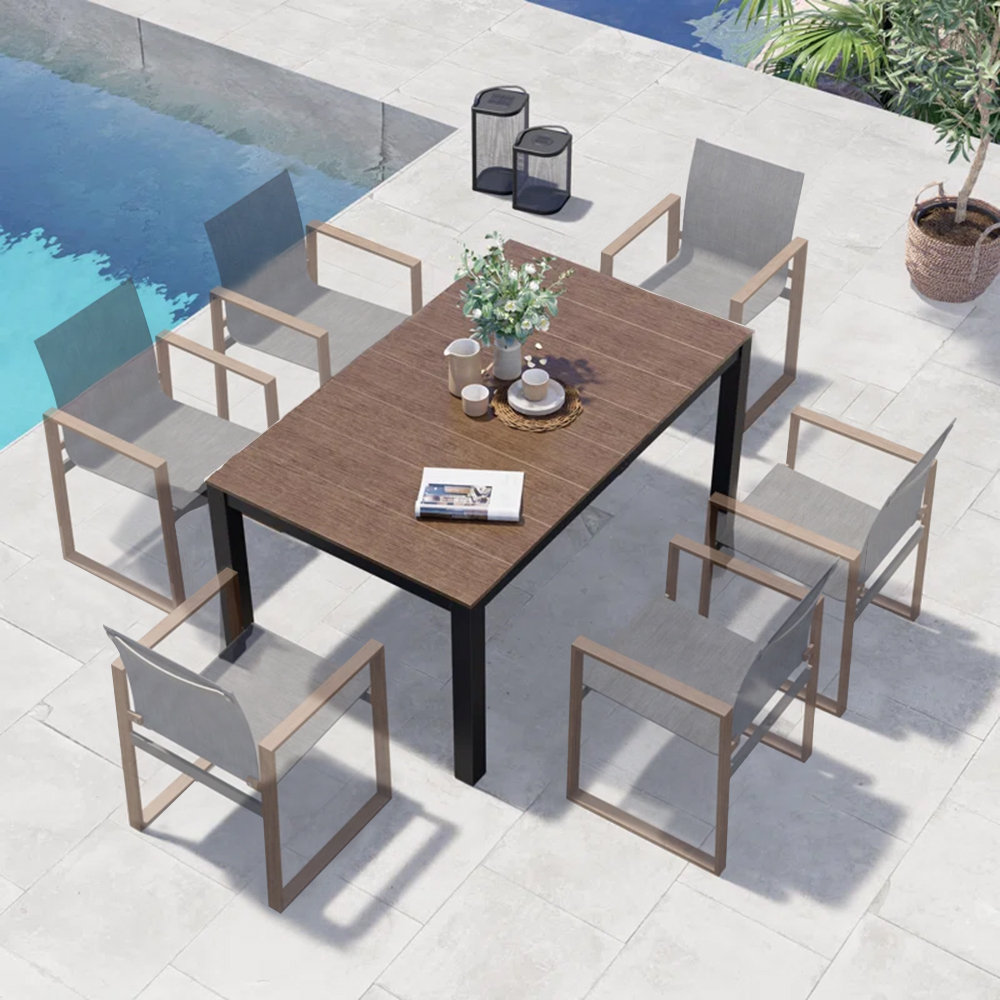 Latitude Run® Jimeny Rectangular 63'' L x 38'' W Outdoor Dining Table ...