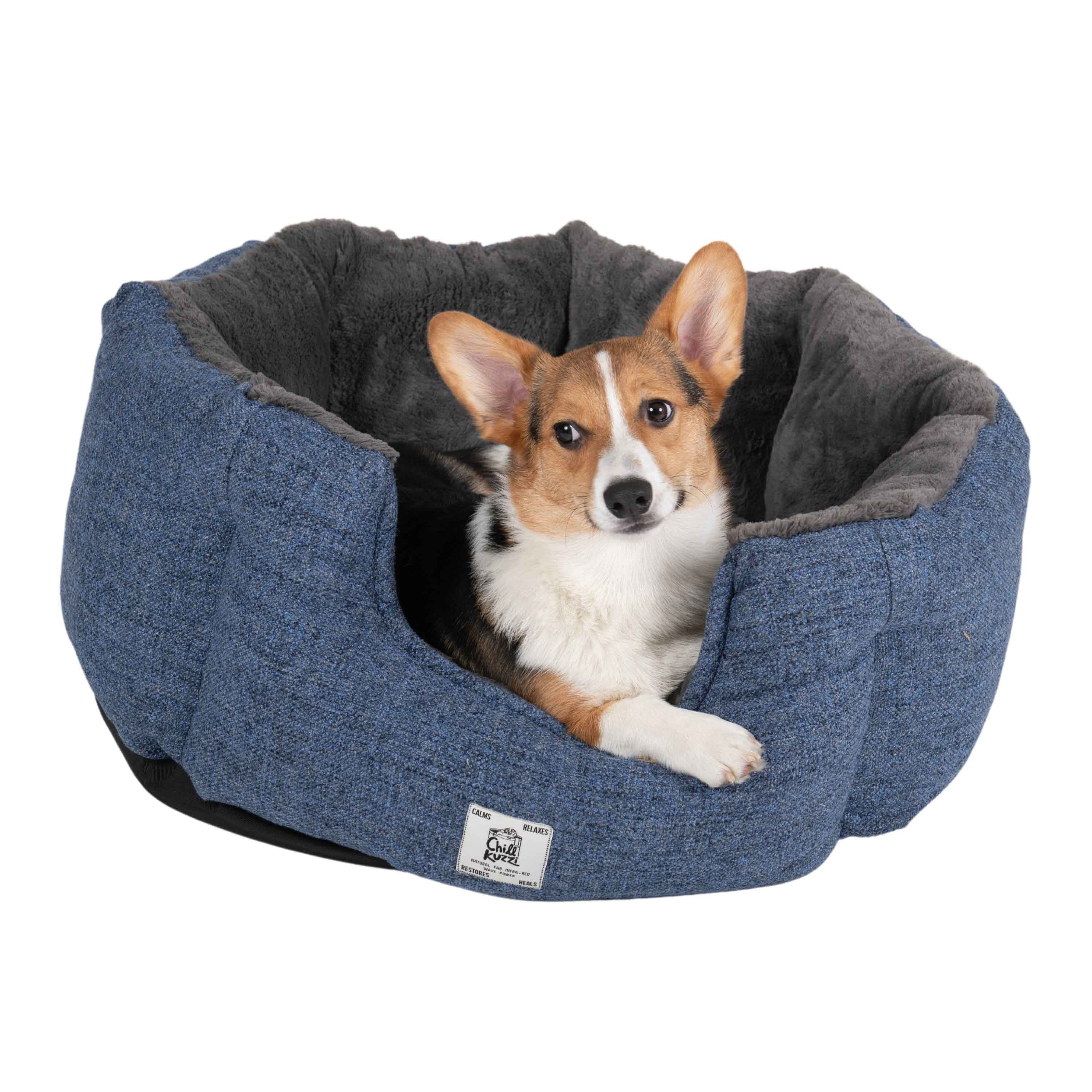 DGS Pet Products Chill Kuzzi FIR Round Bed Large Blue 36" x 36" x 15 ...