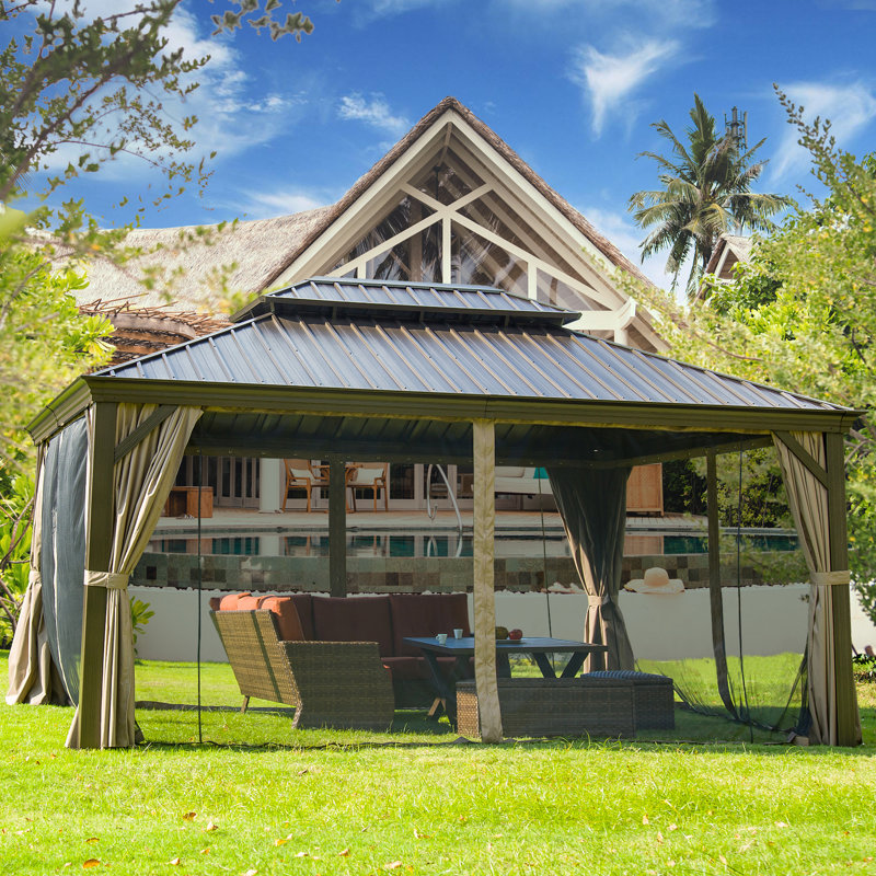 Domi Louvered Outdoor Gazebo Netting Screen | Wayfair