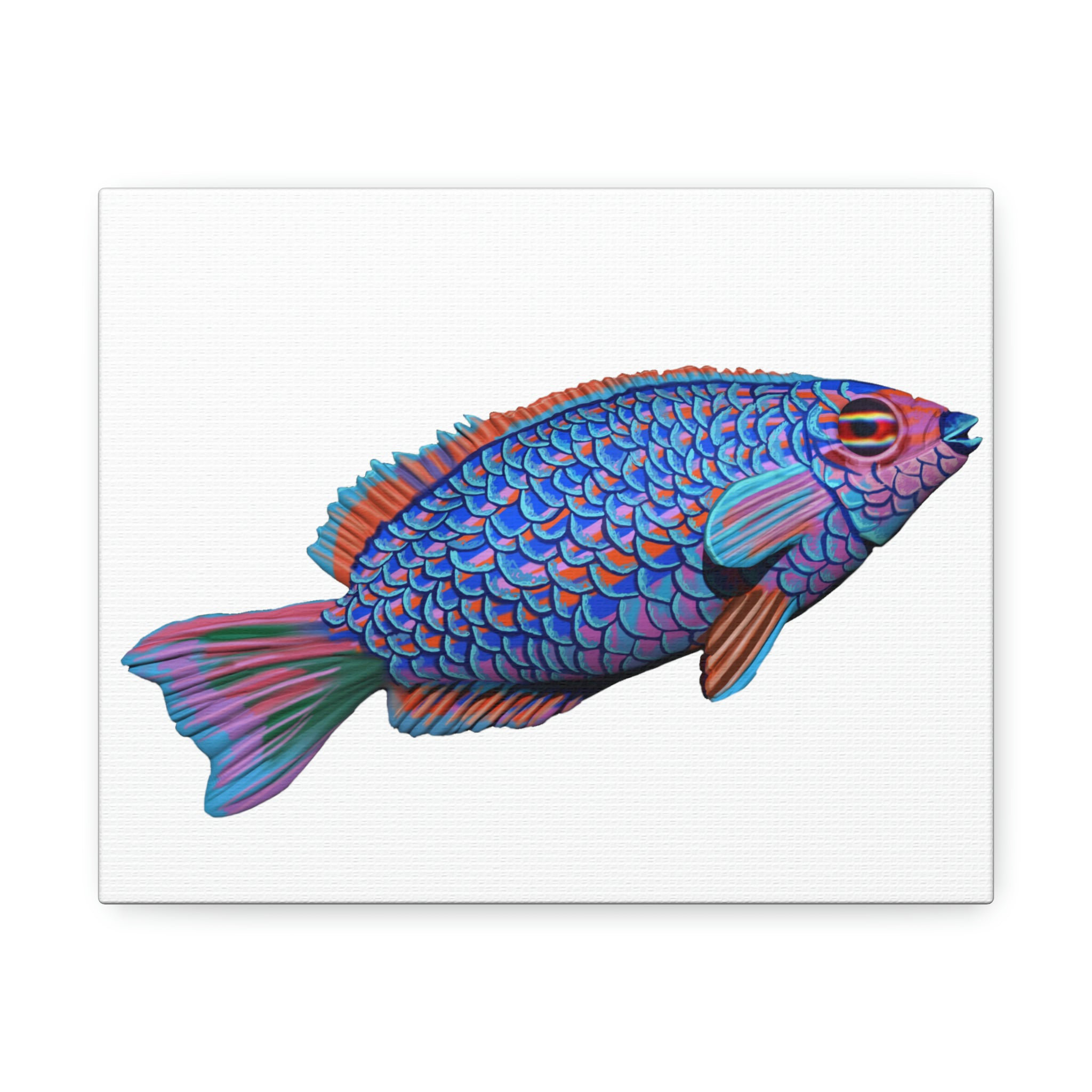 Dovecove Blue Fish Stretched - Unframed Graphic Art on Canvas | Wayfair
