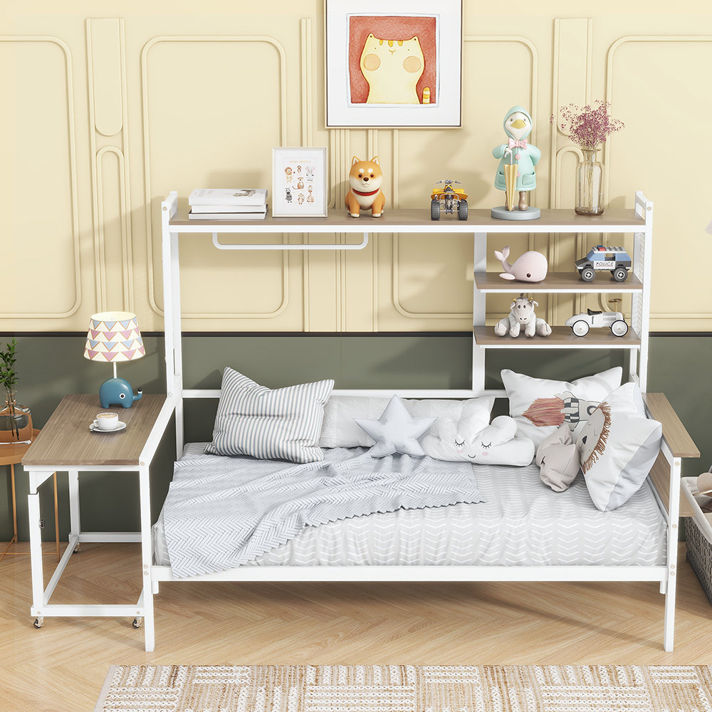 Isabelle & Max™ Metal Daybed with Movable Desk | Wayfair