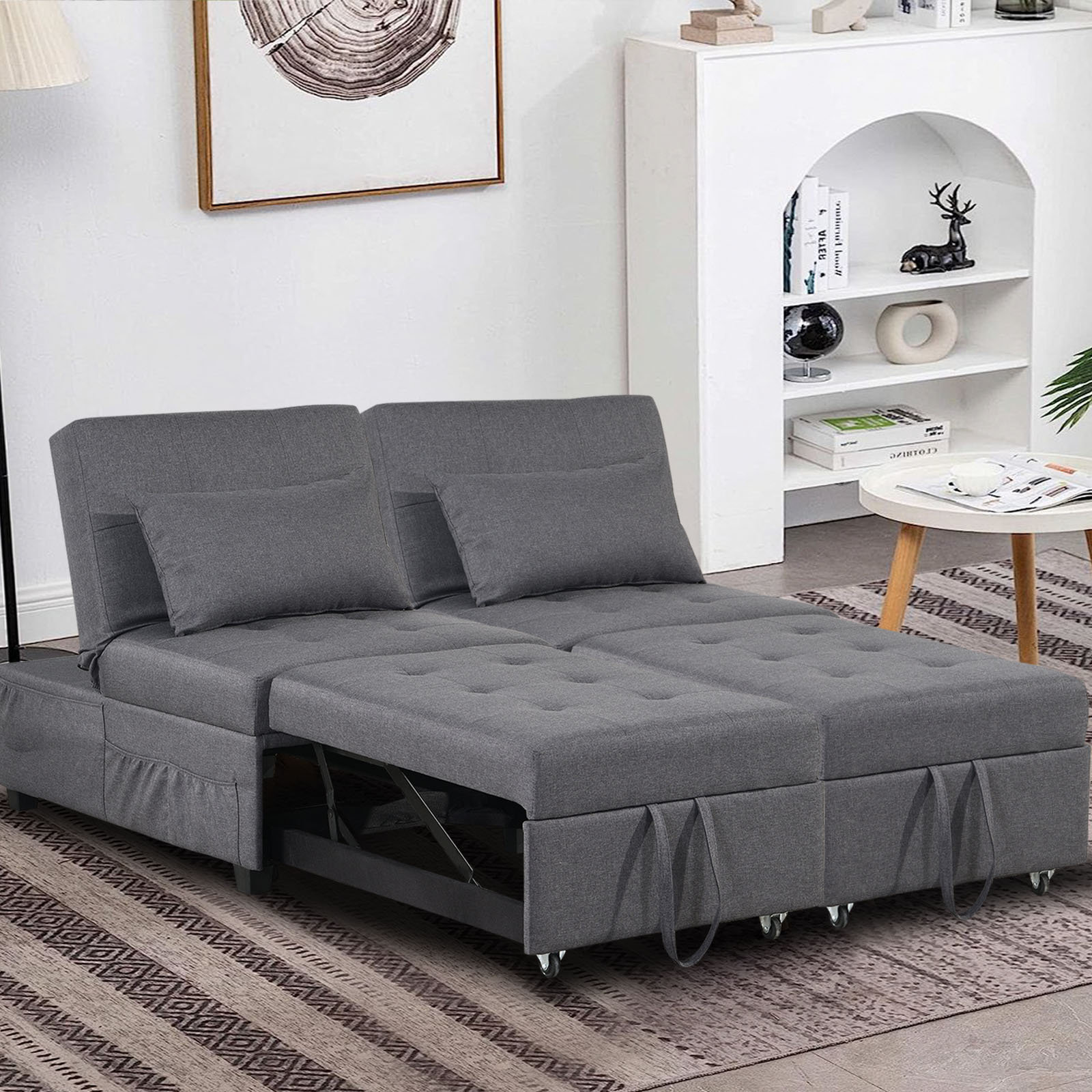 Latitude Run® 4 in 1 Ottoman Bed Sleeper Chair Set of 2, Convertible ...