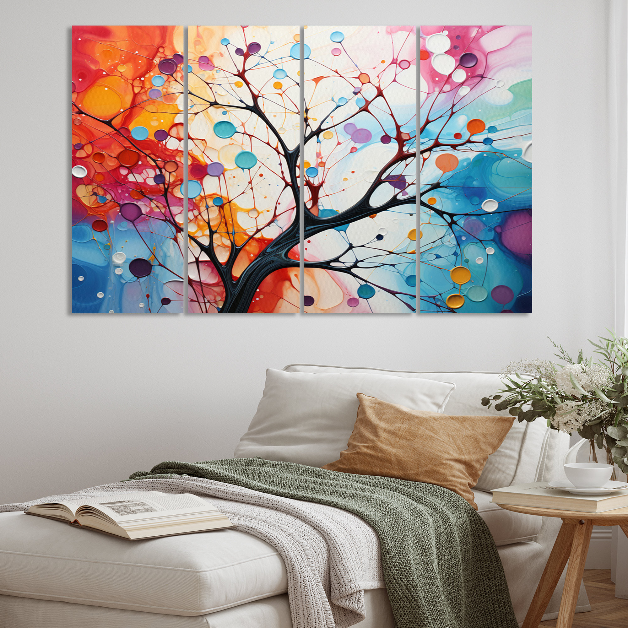 Winston Porter Tree Flowing Network - Tree Wall Art Living Room - 4 ...