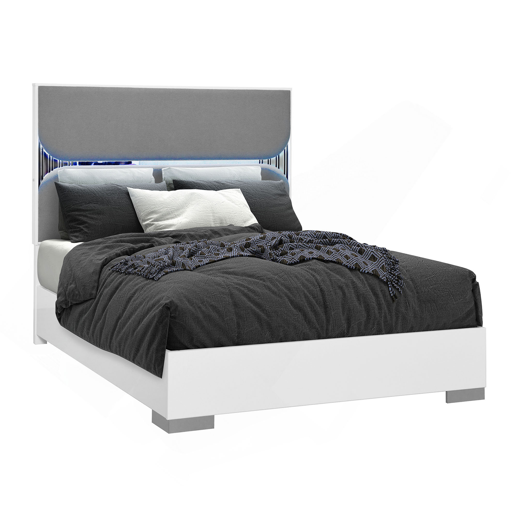 Brayden Studio® Contrast Upholstered Bed With LED Backlit Headboard ...