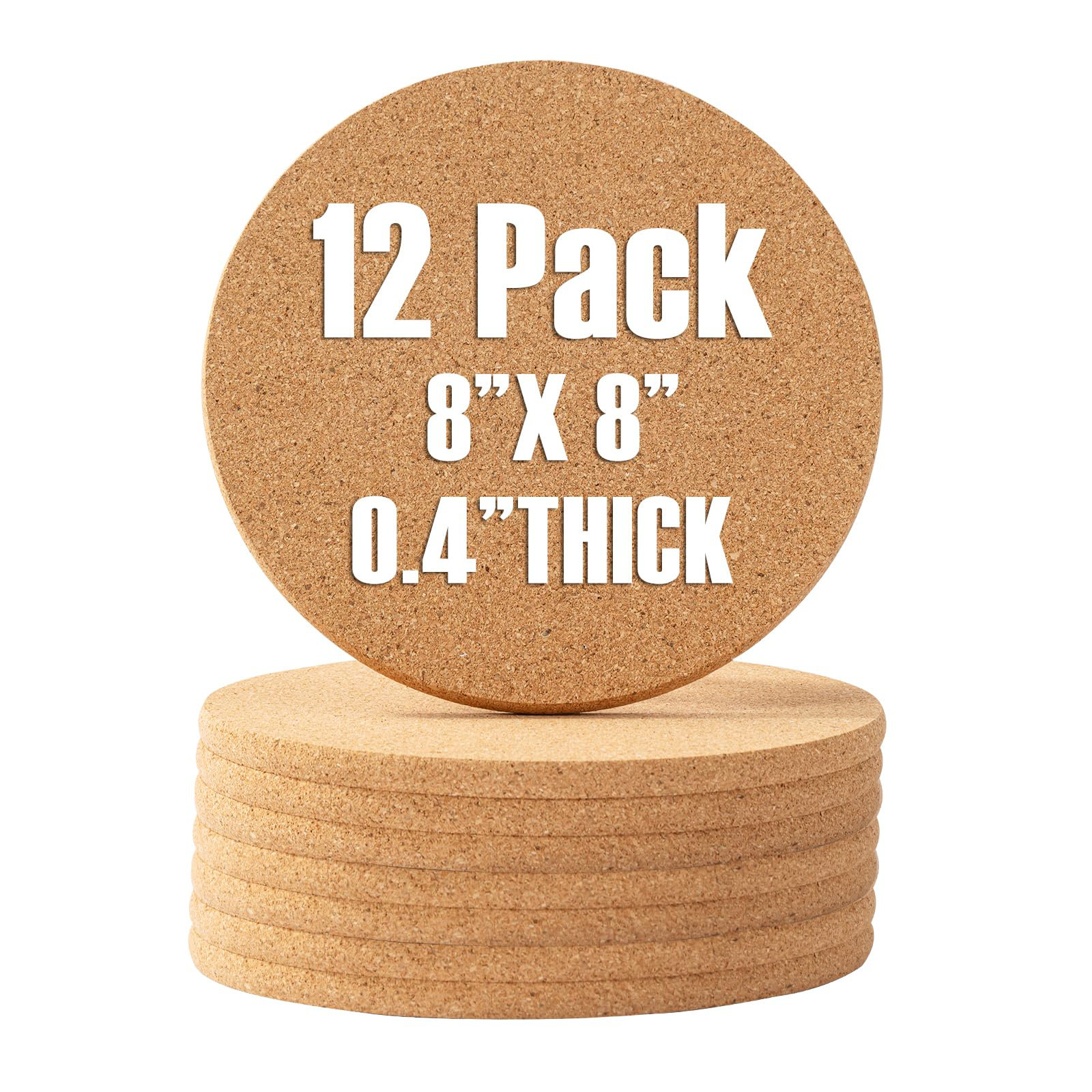 wanmo Cork Trivet - 12 Pack High Density Cork Trivet Set- 8" Diameter X ...