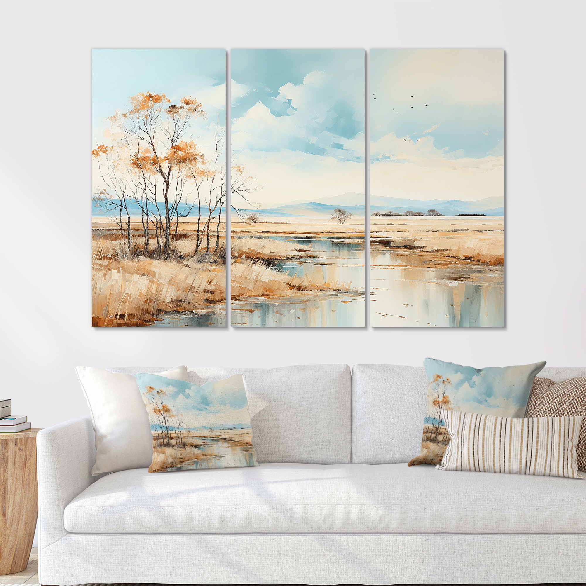 Lark Manor™ Beige Scerene Meadow Stream Harmony - Meadow Wall Decor Set ...