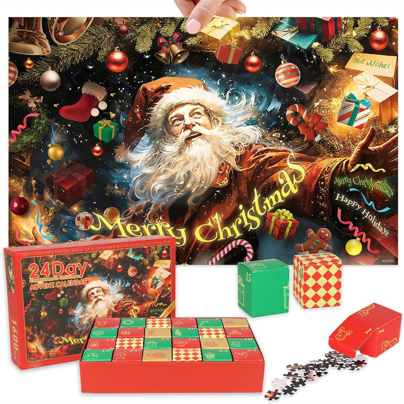 The Holiday Aisle® Advent Calendar 2024,1600 Pcs Seamless Plastic,Santa ...