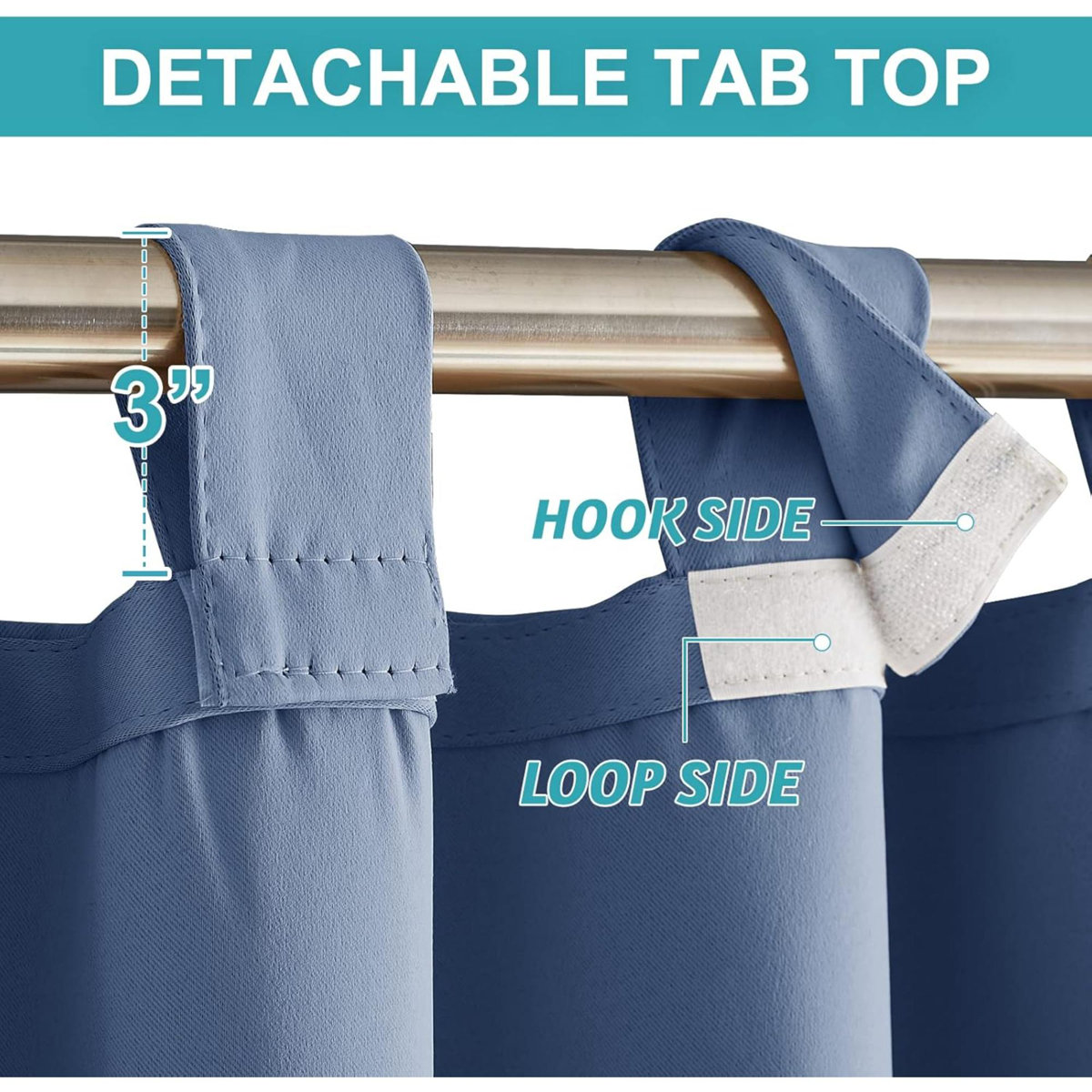 Latitude Run® Patio Curtains Outdoor 2 Panels Detachable Top Waterproof ...