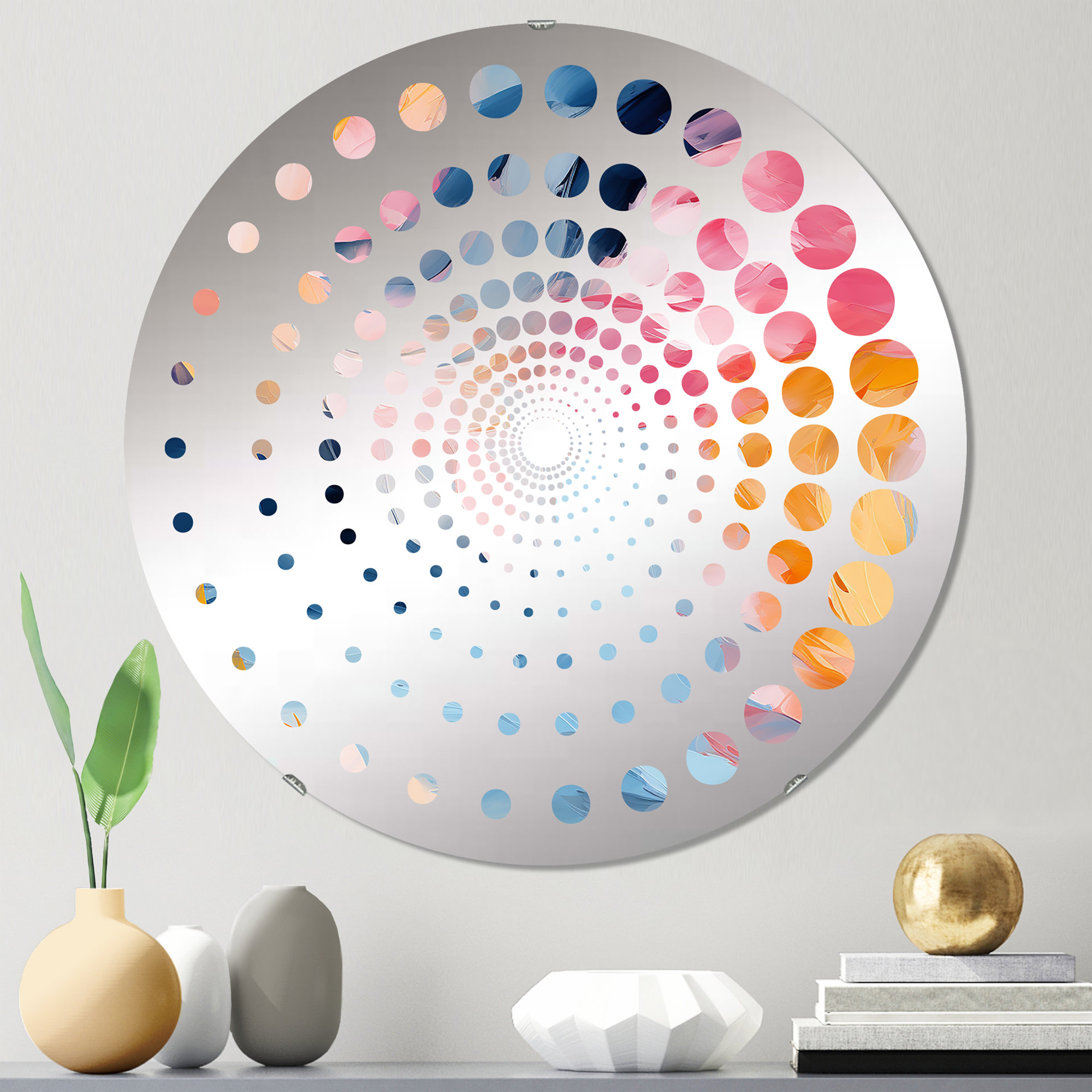 Design Art Pink And Blue Electric Swirls Infuse III - Spiral Dot ...