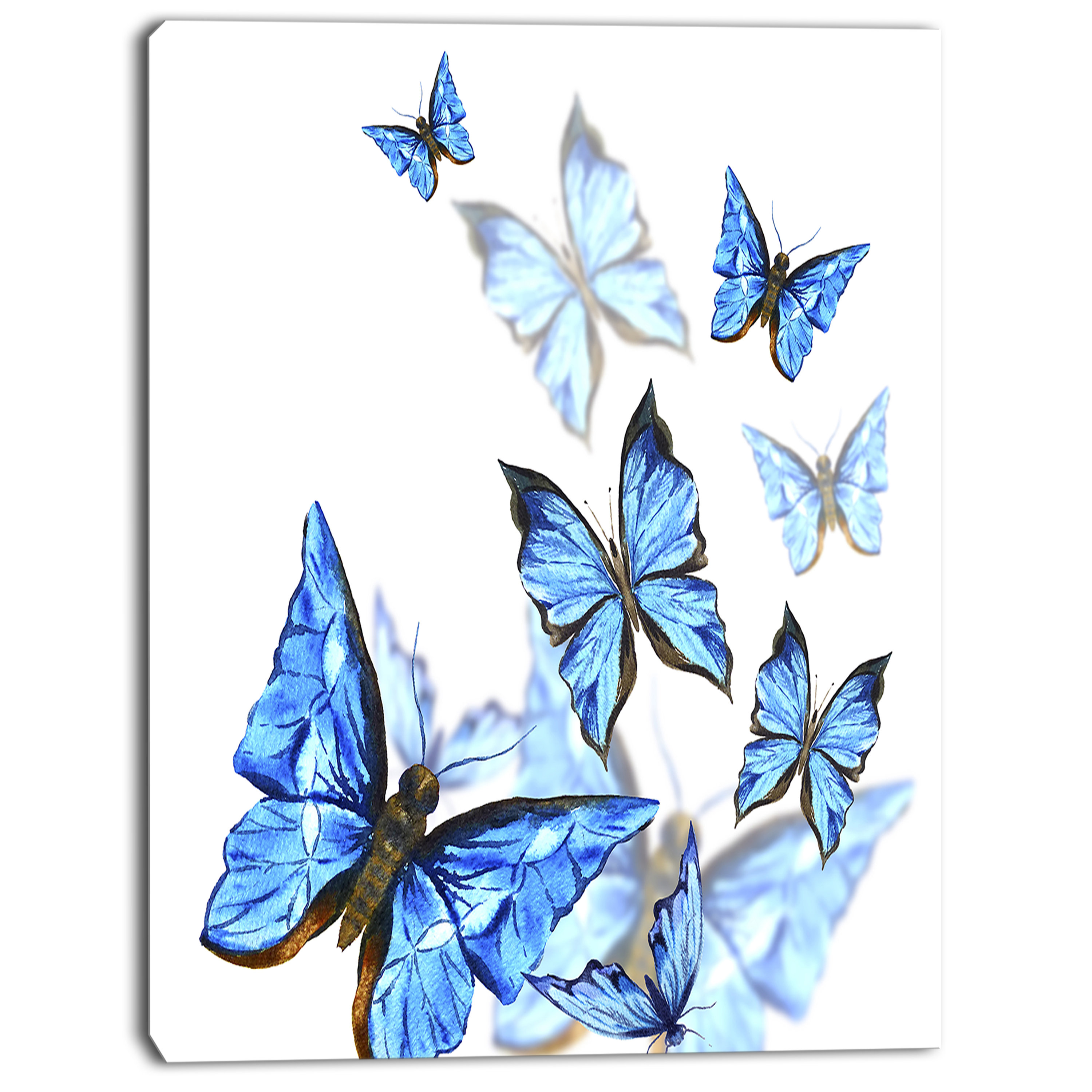 Design Art 'Watercolor Butterflies on White' Painting Print on Wrapped ...