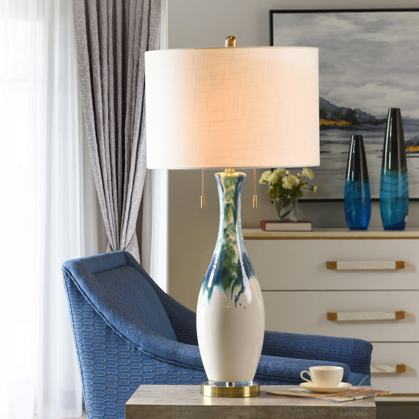 StyleCraft Home Ceramic Table Lamp - Ceramic Wave - White Shade ...