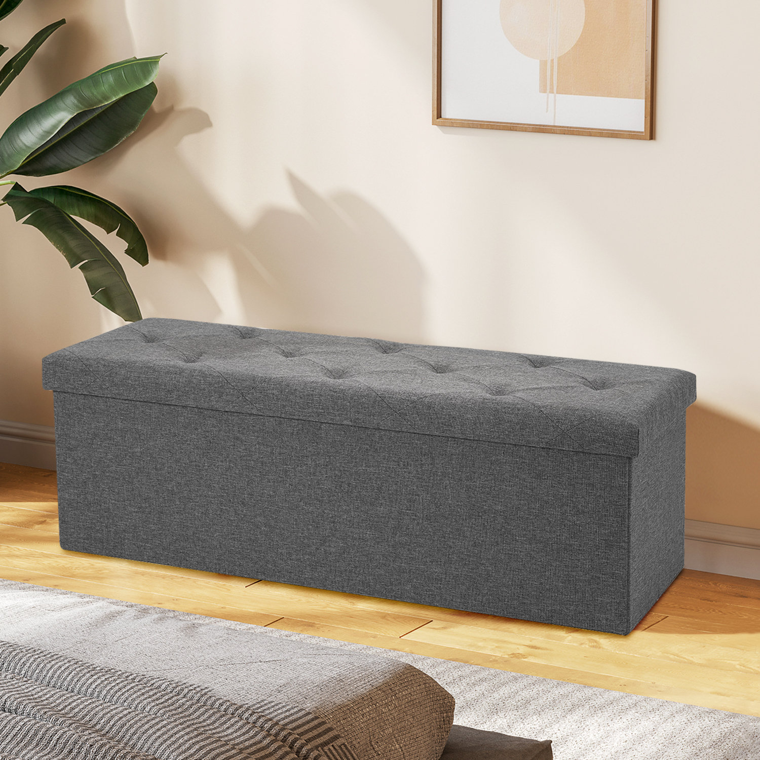 Ebern Designs 43In Foldable Storage Ottoman, Storage Chest For Bedroom ...