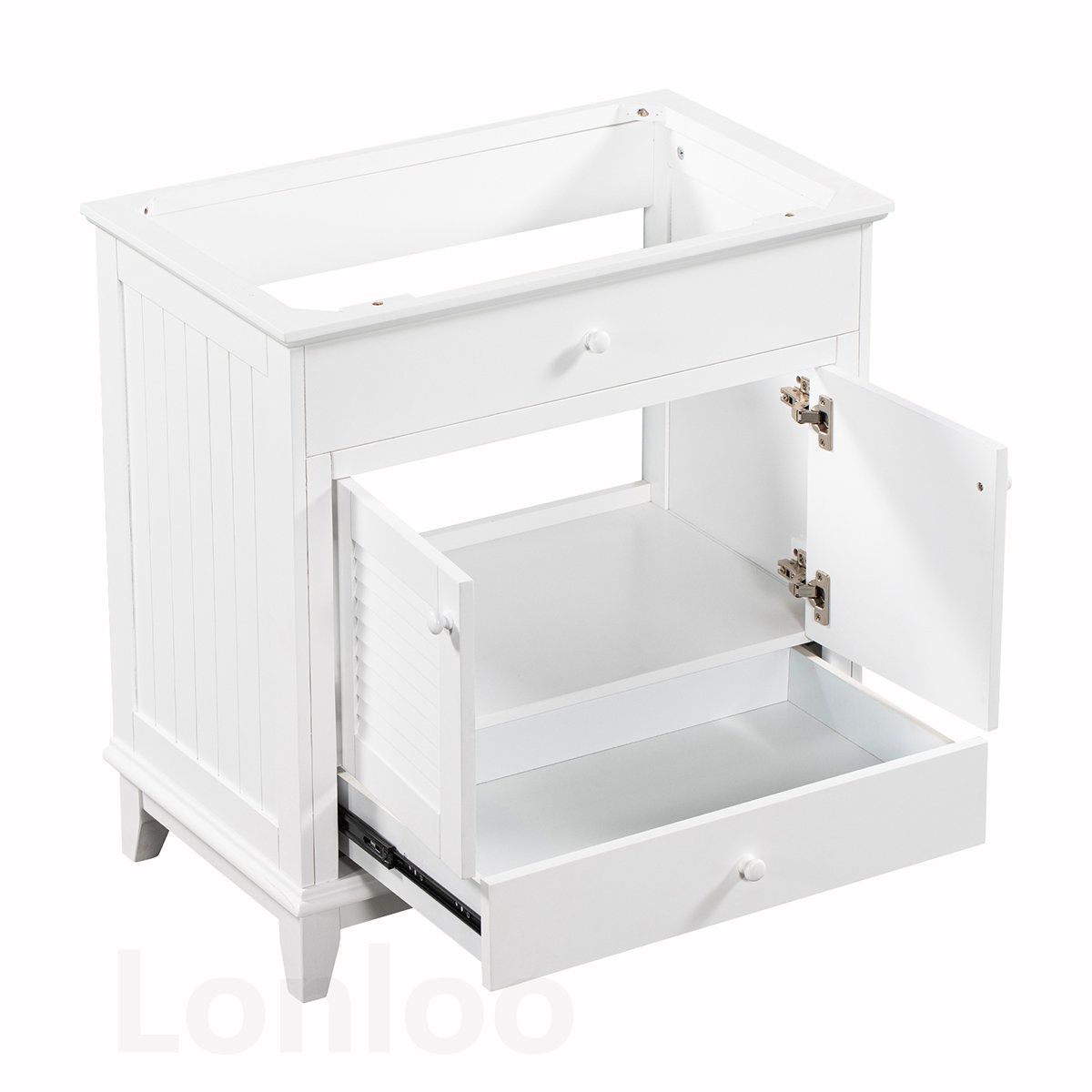 lonloo pati Versatile Bathroom Vanity Base with Stylish Shutters and ...