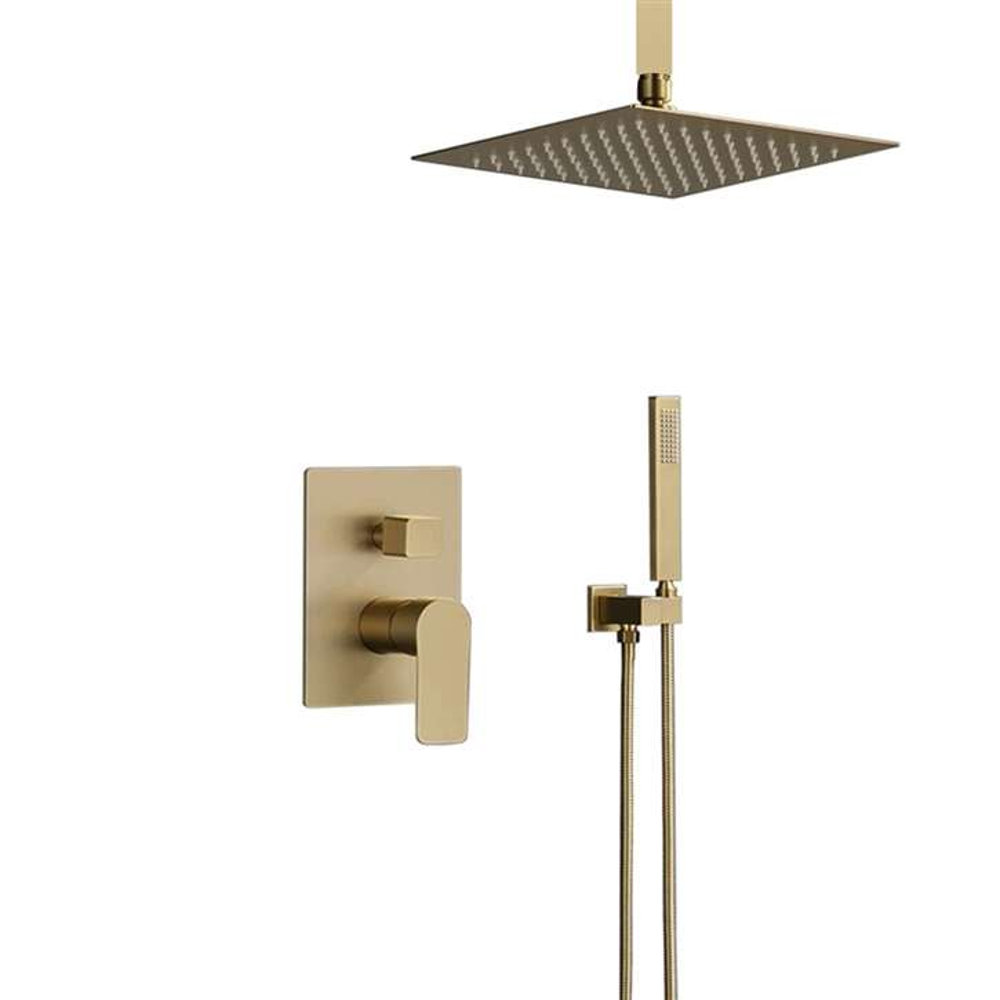 FontanaShowers Napoli Ceiling Mount Brushed Gold Shower Set Elegant and ...