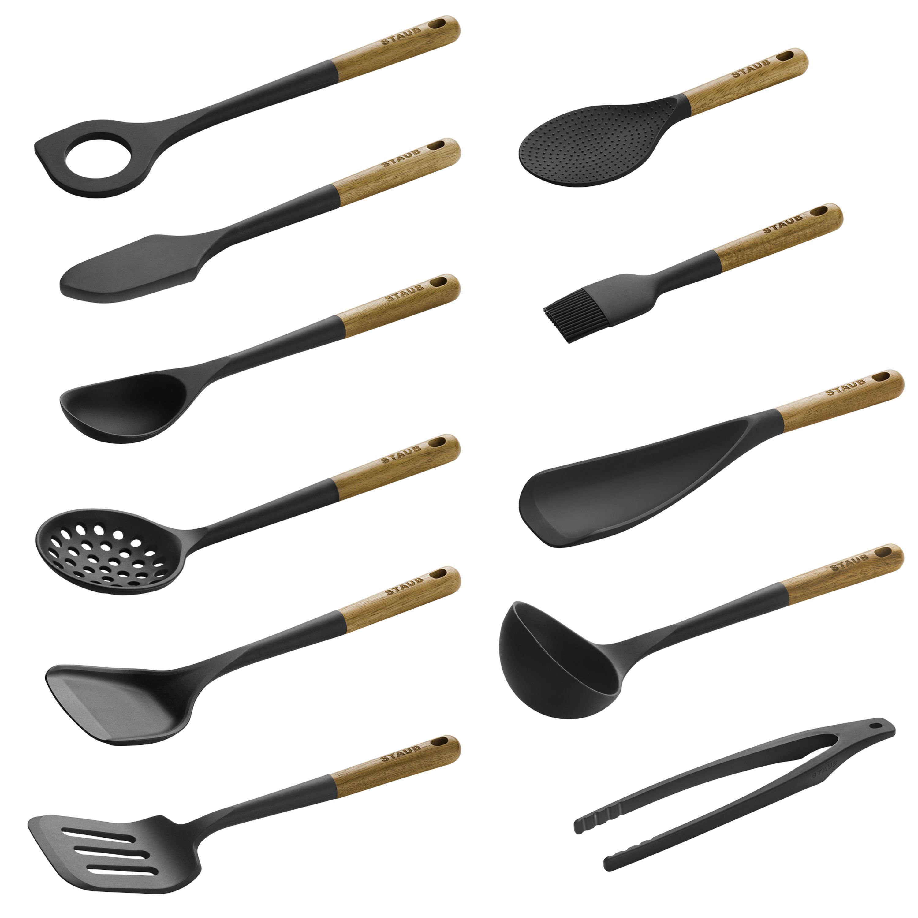 Staub Silicone with Wood Handle 11 Piece Cooking Utensil Set & Reviews ...