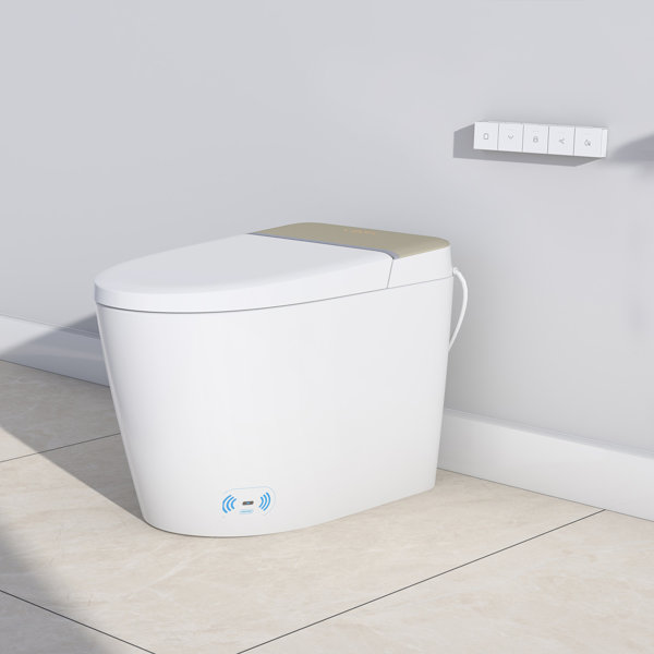 FANGFLOWER Smart Toilet With Bidet Built In, Auto Open & Close, Foot ...