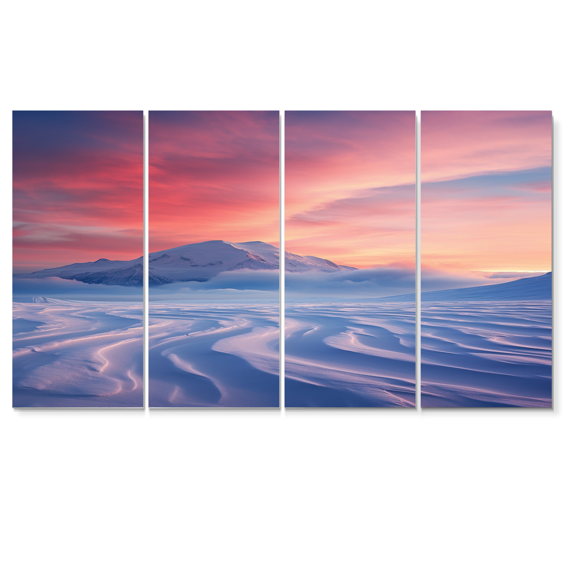 Design Art Winter Trails Snowy Volcano Landscape - Volcano Wall Art For ...