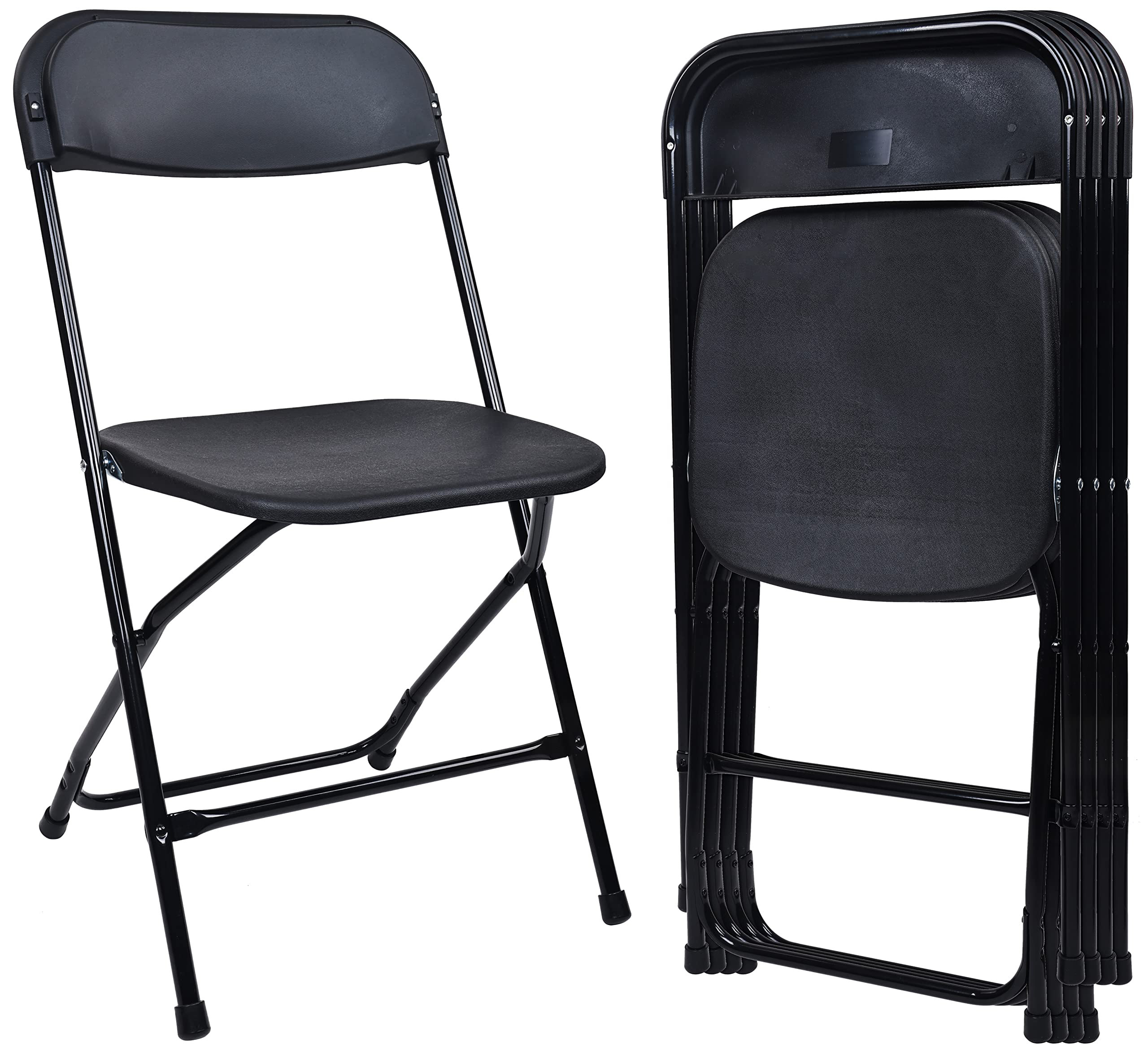 Inbox Zero Folding Plastic Chair With 500-Pound Capacity, Black, 4-Pack ...