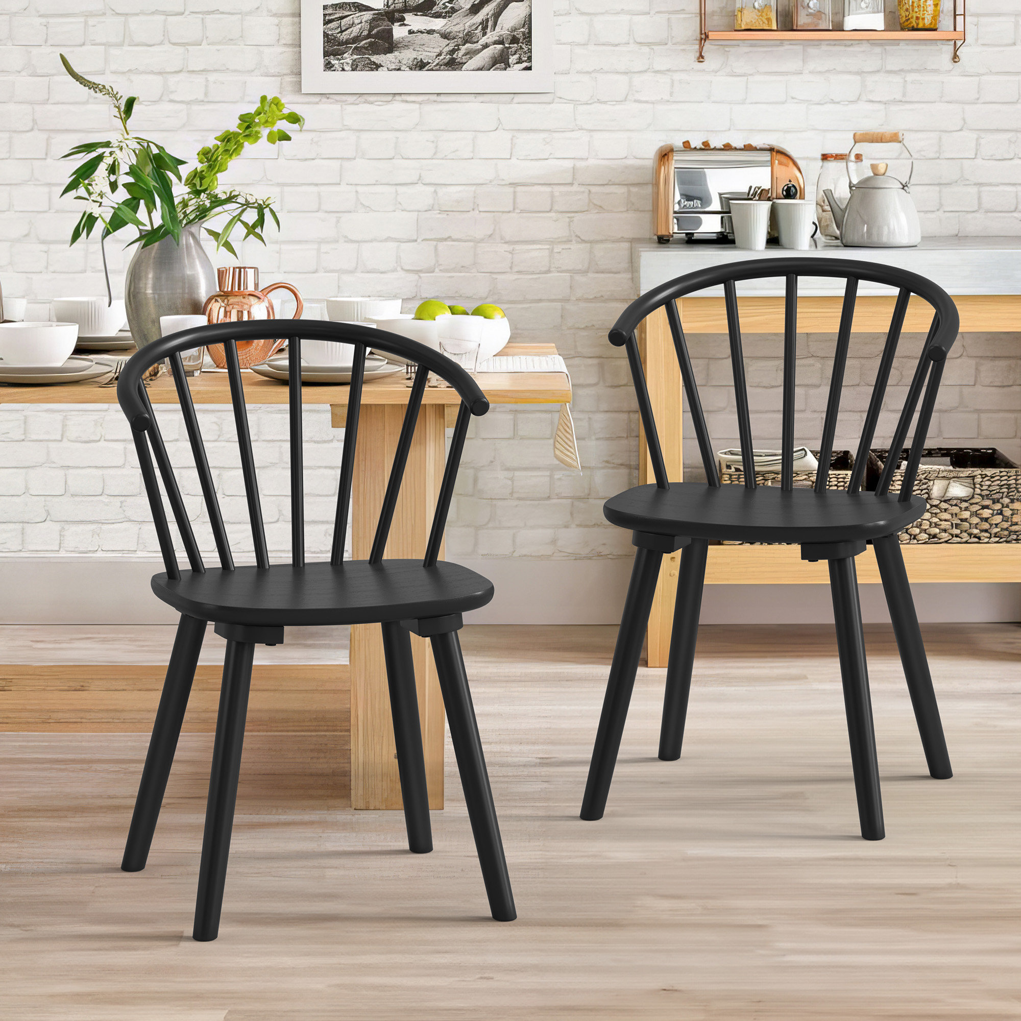 Gracie Oaks Dining Chairs, Farmhouse Wood Dining Chairs With ...
