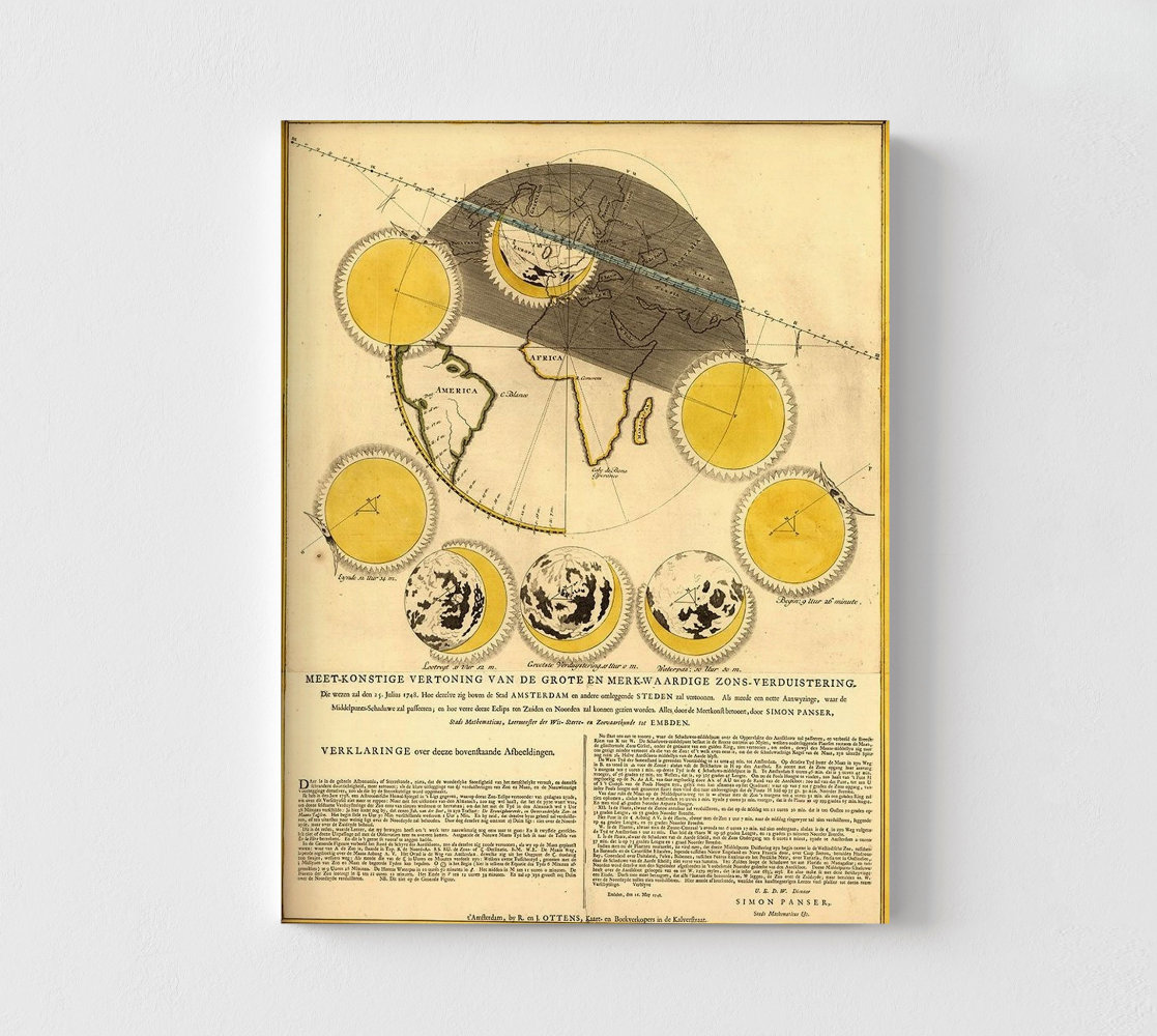 WeFrameArt Lunar Phases By Vintage Maps, Vintage Moon Phase Poster ...