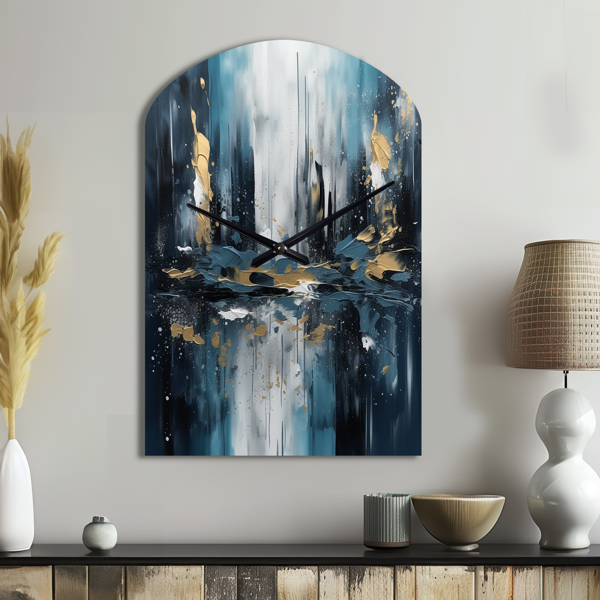 Design Art Gold And Blue Urban Elegance III - Asymmetrical City Art ...