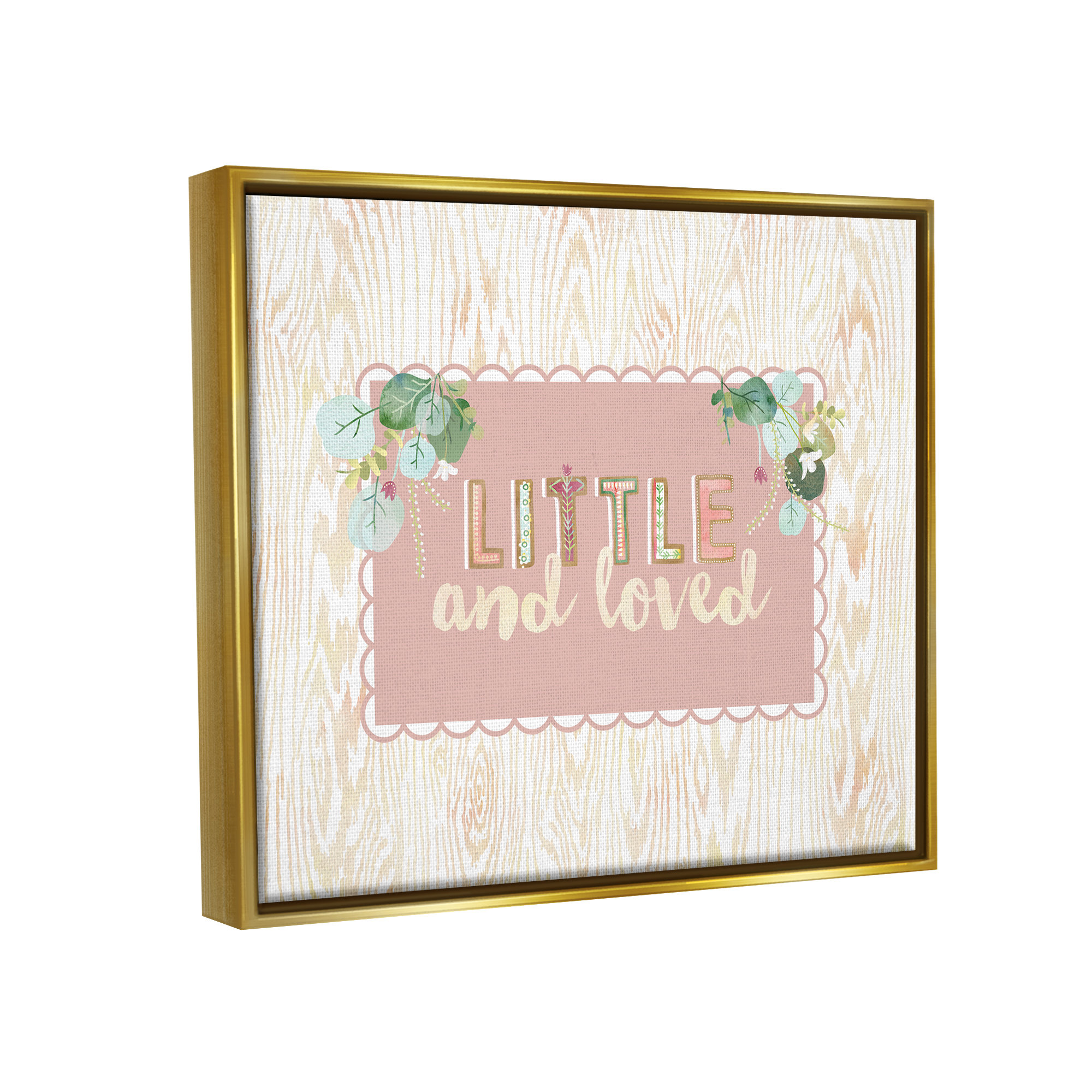 Trinx Little & Loved Phrase Framed Floater Canvas Wall Art Design By ...