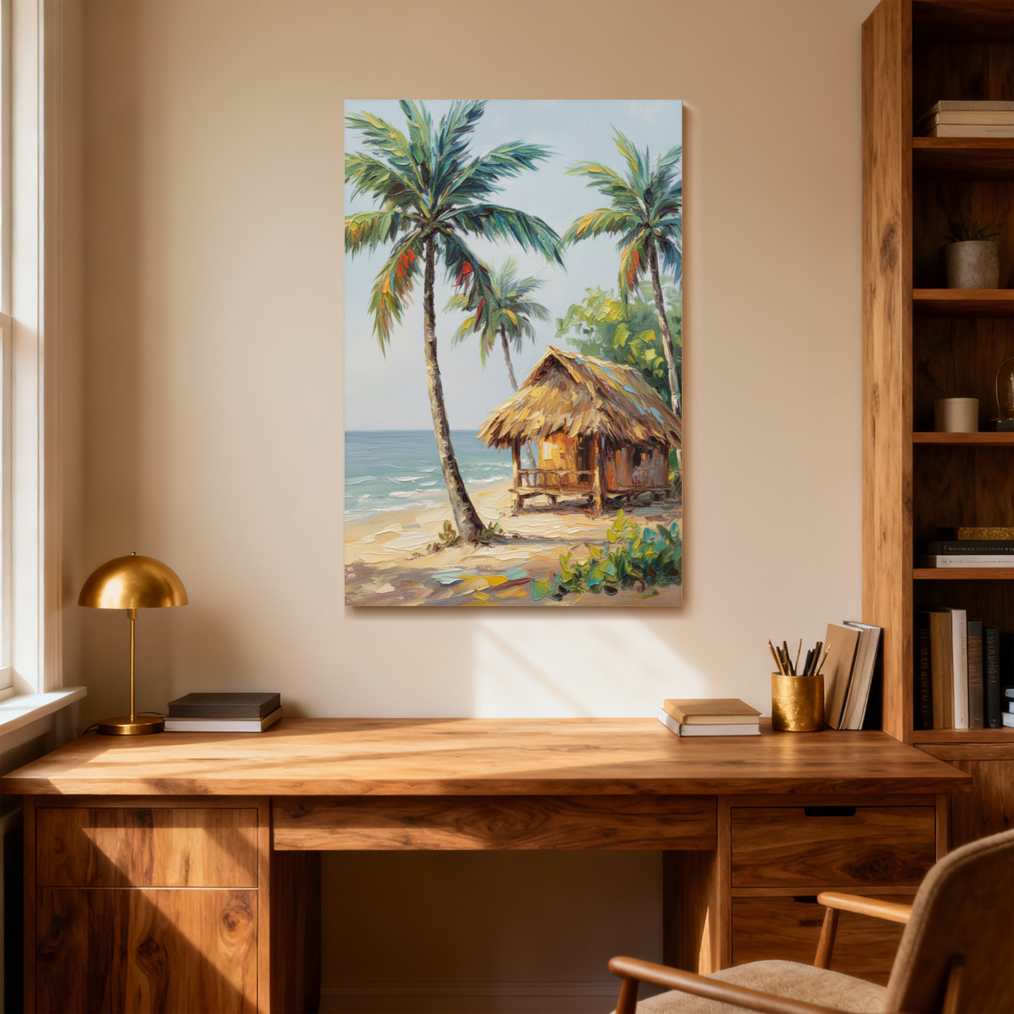 Canora Grey Plants &Flowers Tropical Beach Hut Palm Trees Ocean View ...