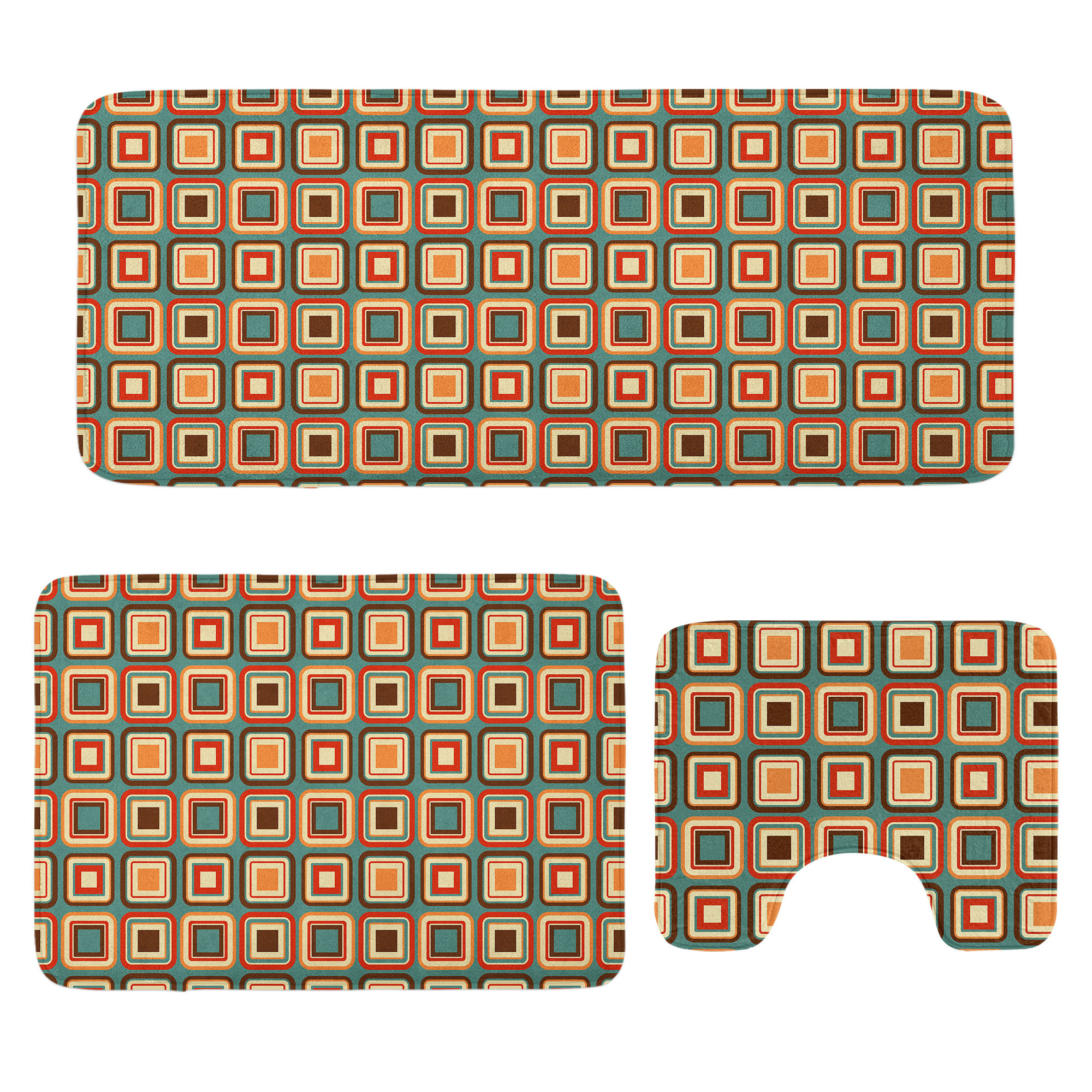 Latitude Run® Modern Bathroom Rug Set 3 Pieces U-Shape & Rectangle Mats ...