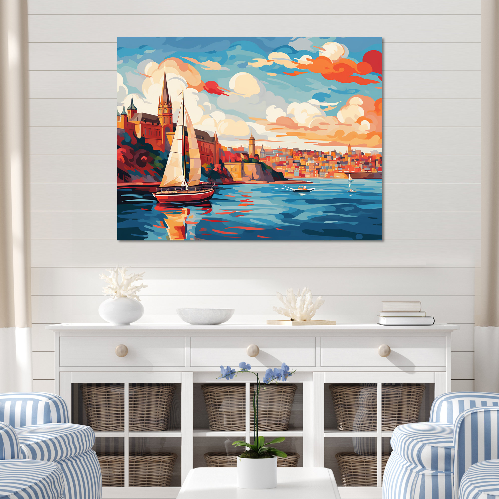 Breakwater Bay Sydney Harbor Sunset Coastlines III - Port Landscape ...