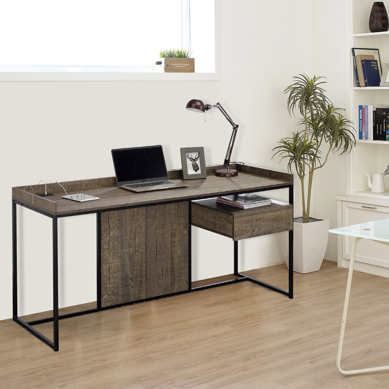 17 Stories Home and office Multifunctional Computer Desk,Rustic Oak ...