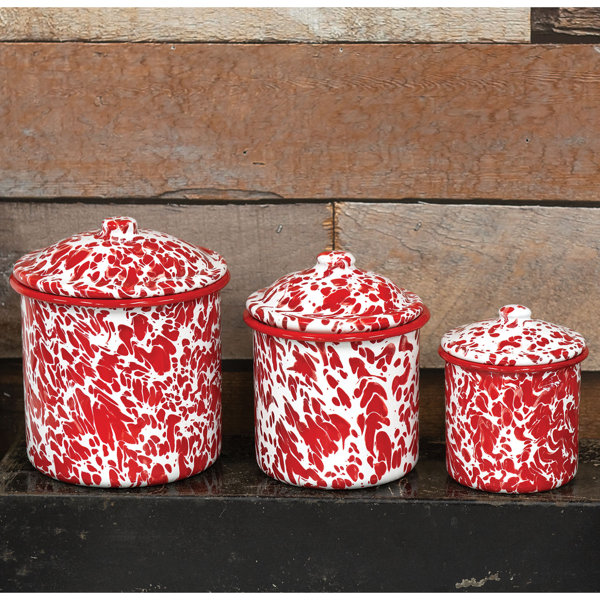 Wrought Studio™ Enamel / Lacquer Canister - Set of 3 | Wayfair