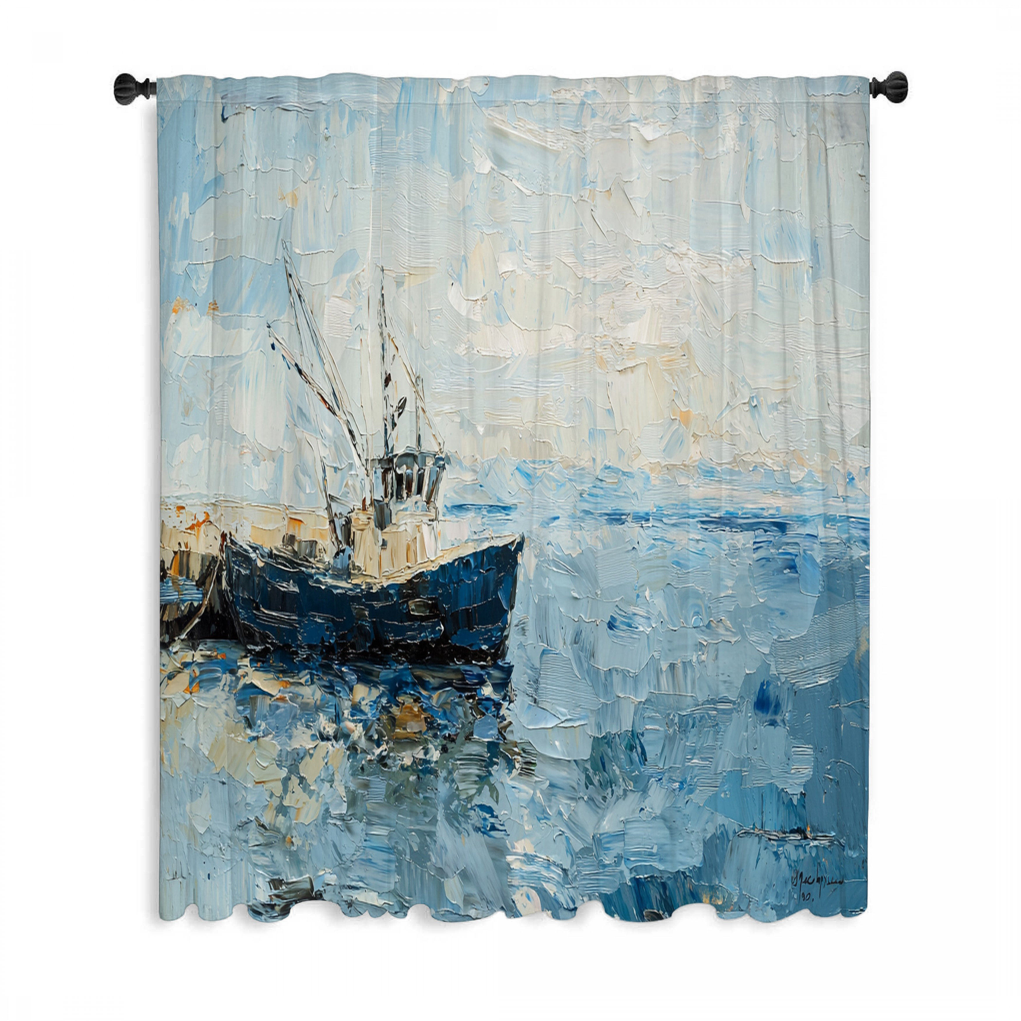 Longshore Tides Boat Window Curtains, Seascape Blockout & Sheer ...