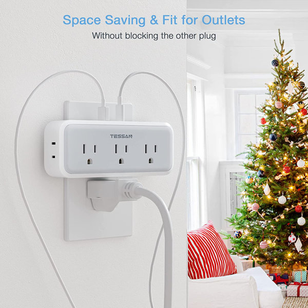TESSAN Tamper Resistant Triplex Outlet with USB Port | Wayfair