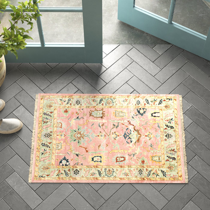 Morrisson Oriental Hand Knotted Pink/Green/Orange Area Rug & Reviews ...