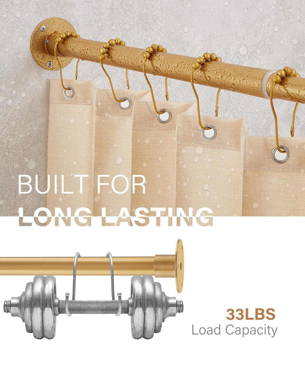 QOLFER 85'' L-Shaped Wall Mounted Optional Shower Curtain Rod & Hook ...