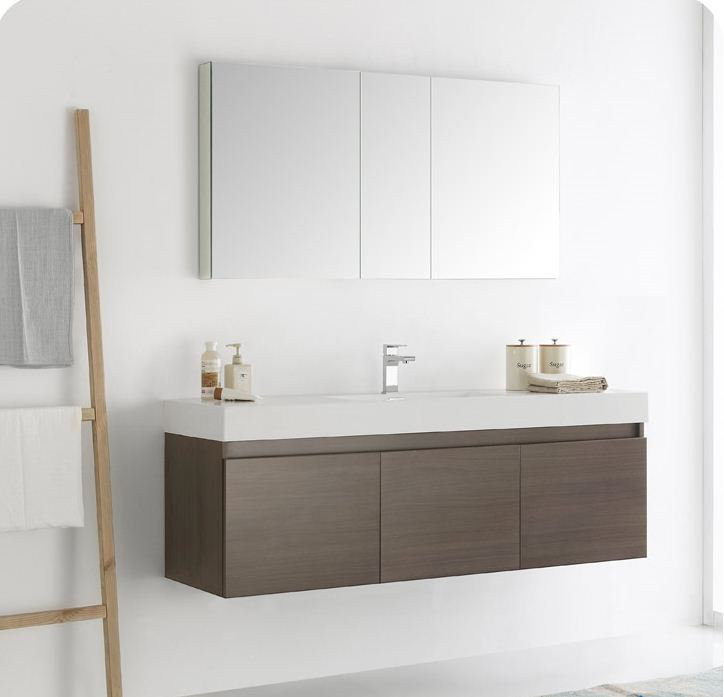 Fresca Mezzo 60" Wall Mounted Single Sink Modern Bathroom Vanity Set ...