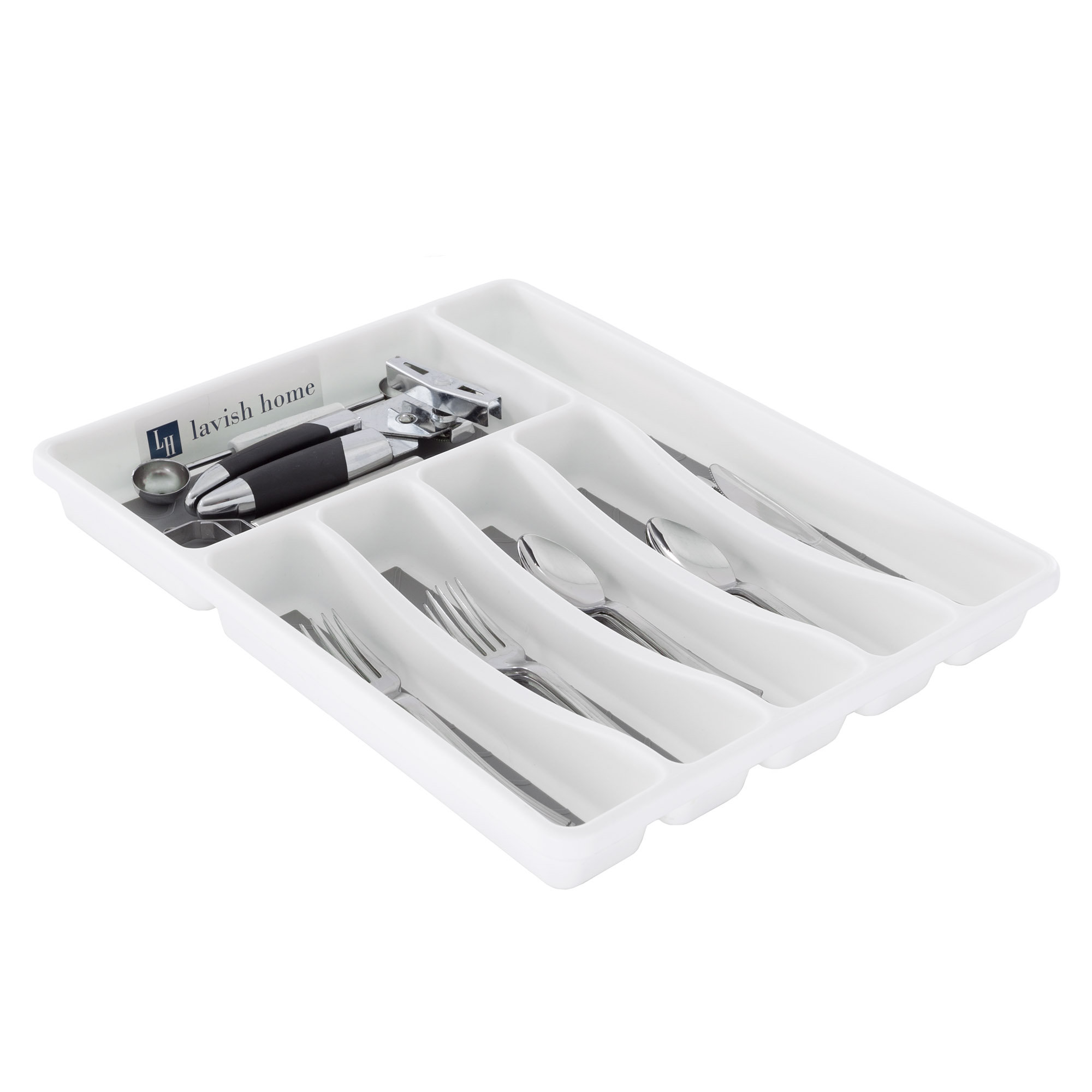 Rebrilliant Silverware Drawer Organizer with 6 Sections and Nonslip ...