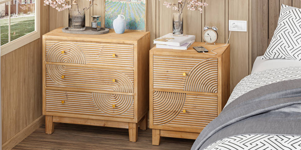Loon Peak® Fayola Rustic Farmhouse Three Drawer Dresser, Mid Century 3 ...