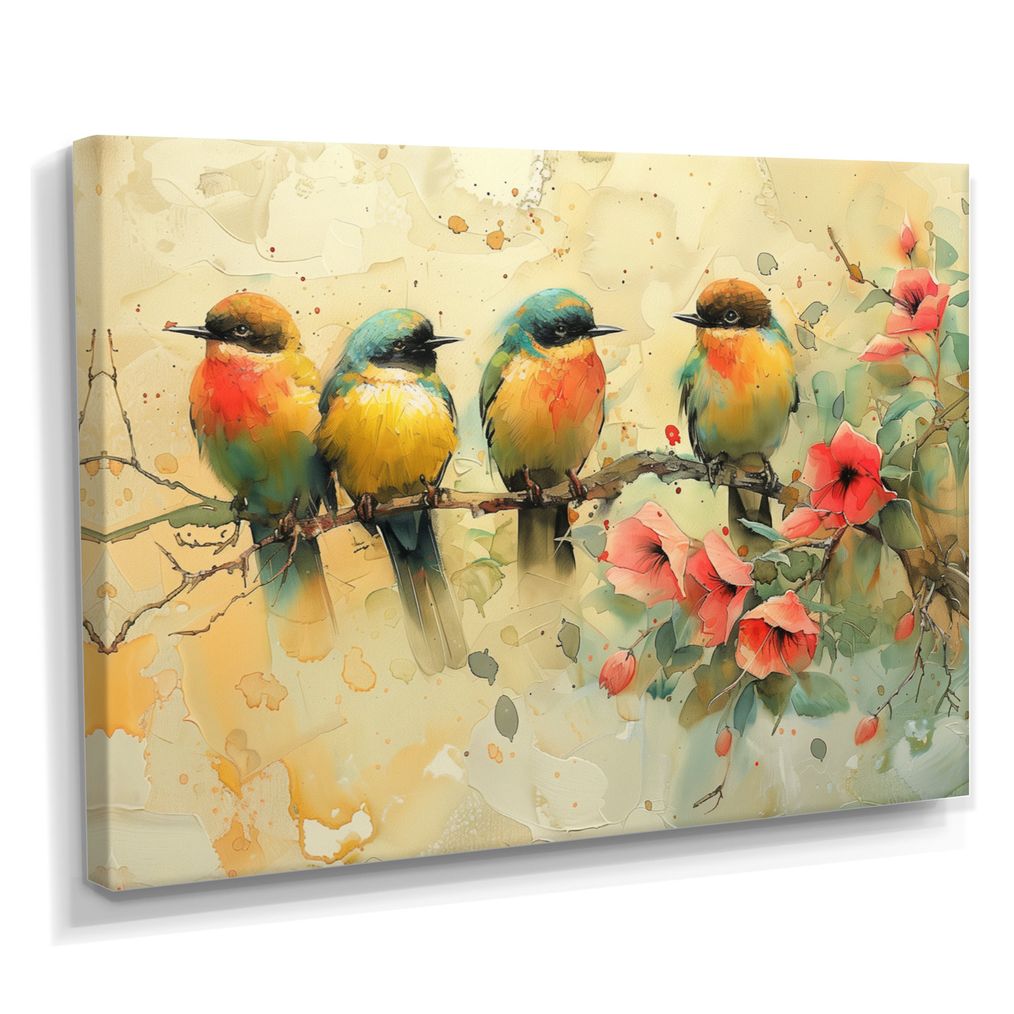 Winston Porter Yellow Green Flowers Of Eden Birds III - Bird Wall Decor ...