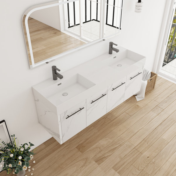 Latitude Run® 60" Bathroom Vanity with Sink, 60 Inch Floating Vanity ...