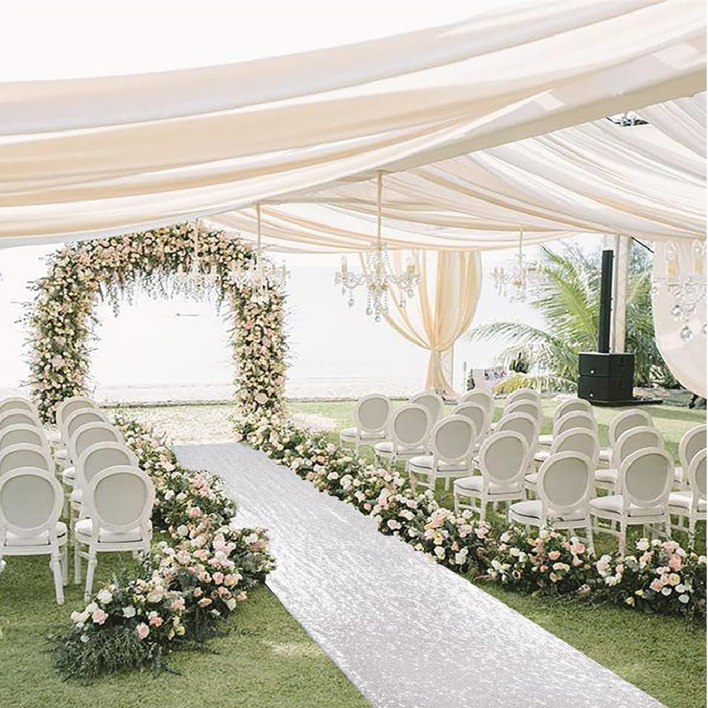Ebern Designs Sequin Aisle Runner For Wedding Ceremony,Silver - Wayfair ...