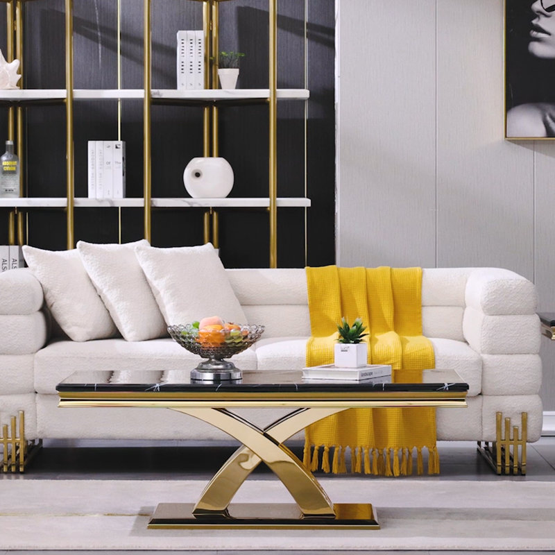 Mercer41 Jovita Black and Gold Coffee Table for Living Room | Wayfair