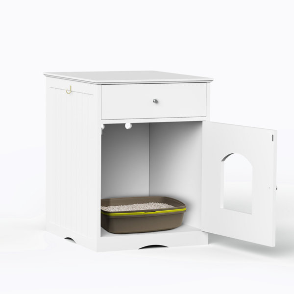 GZMWON 1 Drawer Nightstand Side Table Cat Litter Box Cat Cage Modern ...