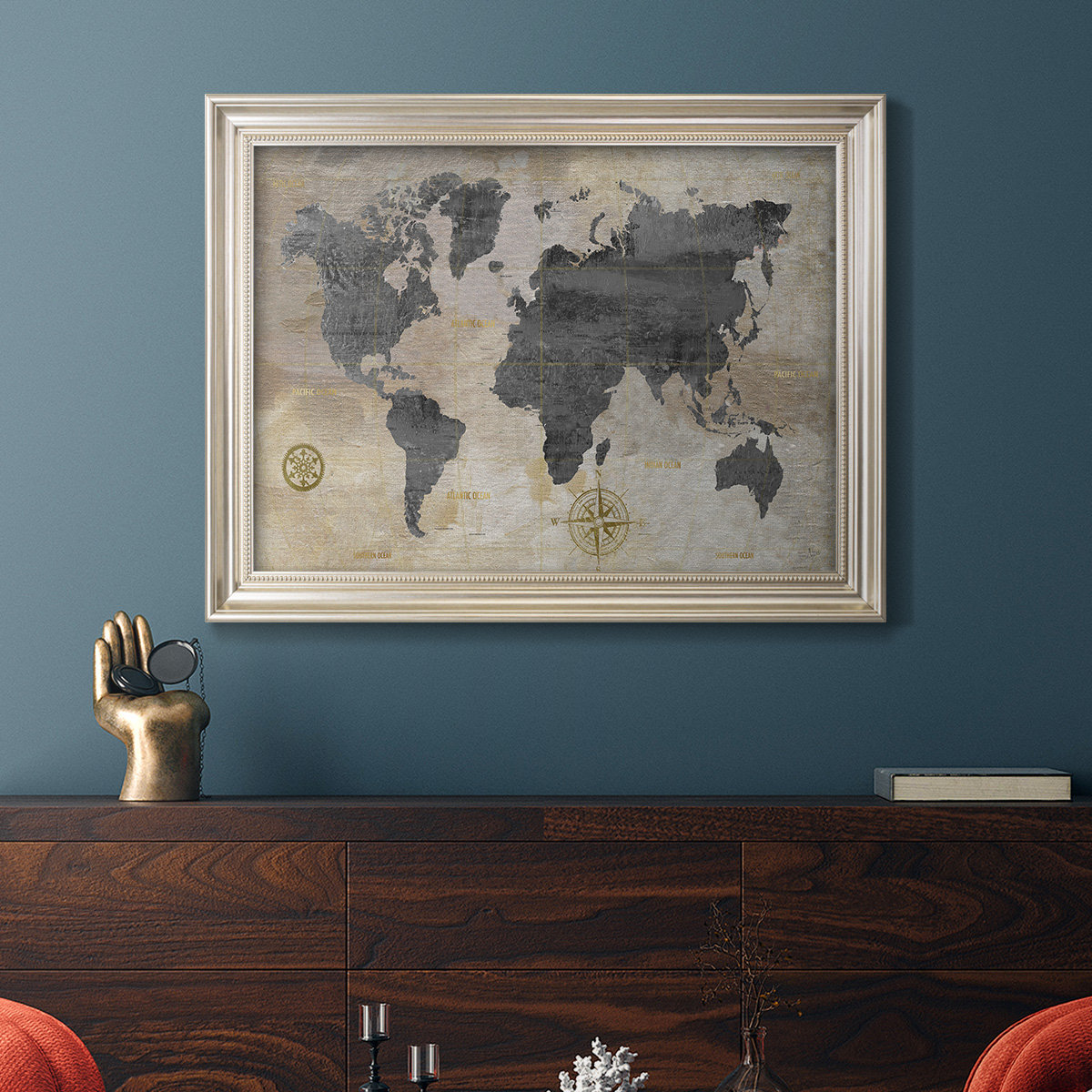 17 Stories Modeled World Map - Picture Frame Print on Canvas | Wayfair